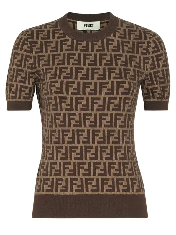 Fendi Stretch Cotton Short Sleeve Sweater