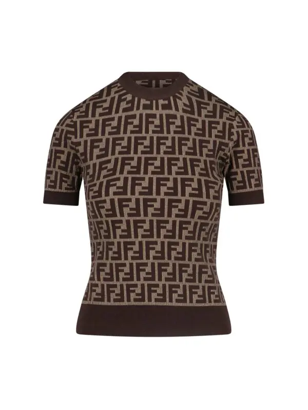 Fendi Stretch Cotton Short Sleeve Sweater