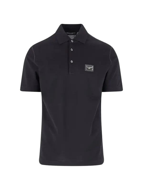 Dolce & Gabbana Classic Polo With Signature Logo - Black