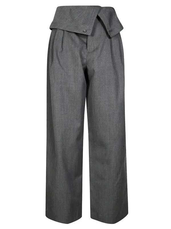 JW Anderson Fold-over Wool Trousers - Grigio