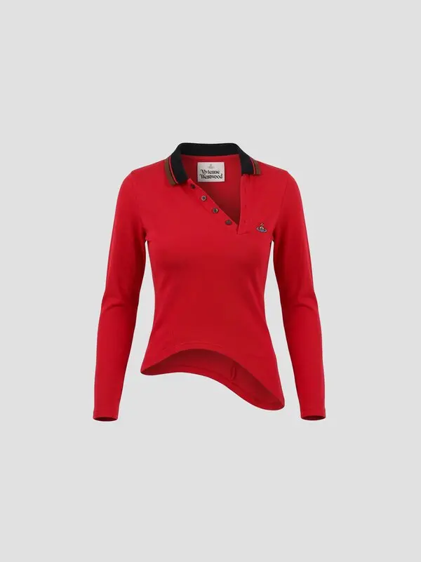 VIVIENNE WESTWOOD Long-sleeve Asymmetrical Neckline Polo Shirt - Red