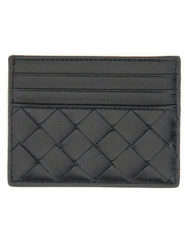 Bottega Veneta Bottega Woven Leather Card Case - Black