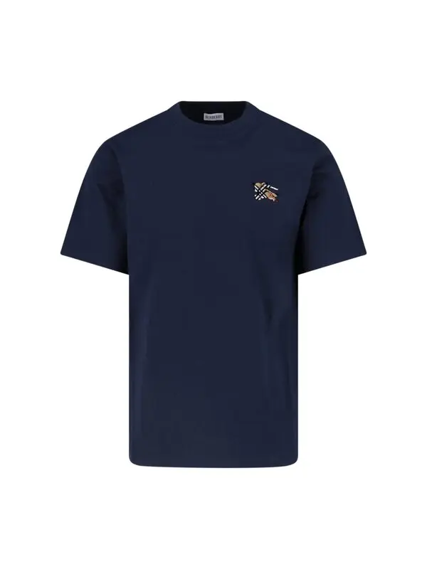 Burberry Embroidered Logo T-shirt - Blue