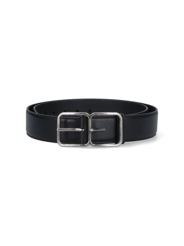 Saint Laurent Leather Belt With Double Buckle