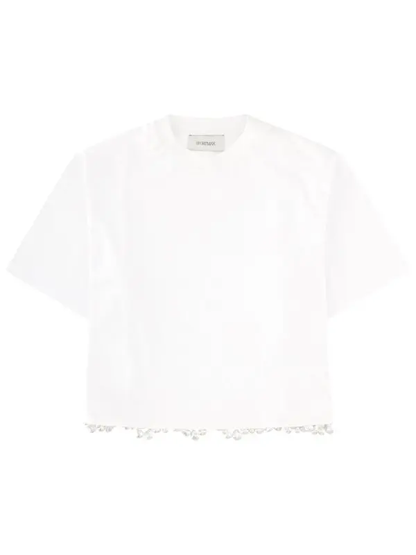 Sportmax Palmas Cotton T-shirt With Pearl Embroidery - White