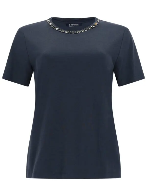 Max Mara Cotton-modal Slogan T-shirt - Blue