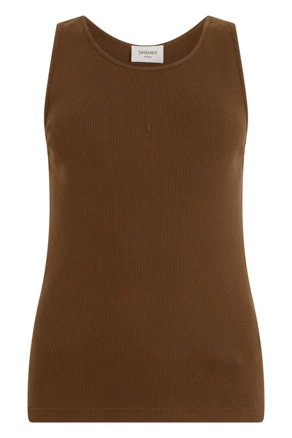 Saint Laurent Ribbed Cotton Sleeveless Top
