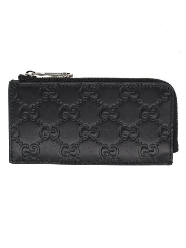 Gucci Gg Emblem Mini Leather Card Holder - Black