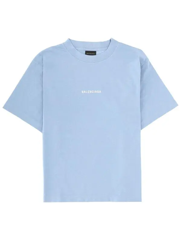 Balenciaga Logo Cotton T-shirt - Azure