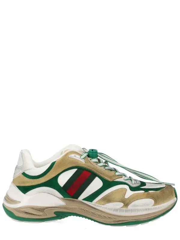 Gucci Suede Leather Retro Sneakers - White