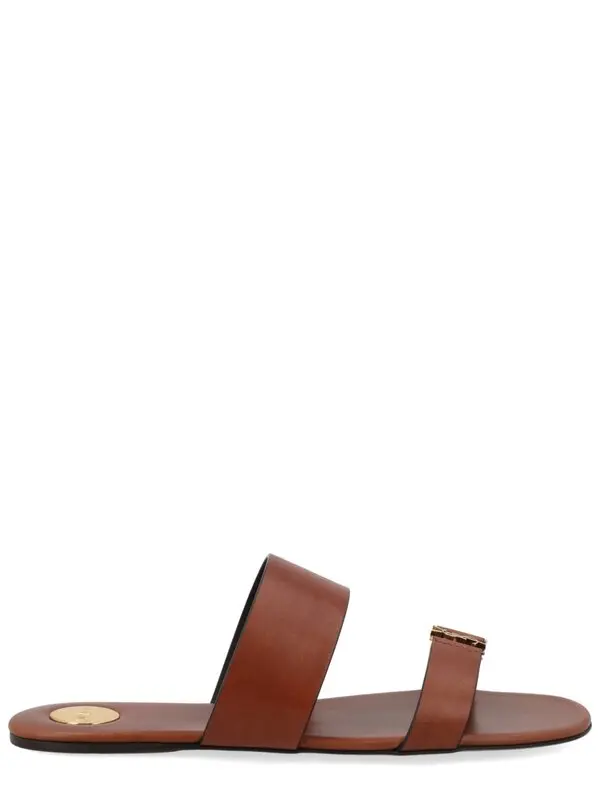 Saint Laurent Babylone Calf Leather Sandals - Brown
