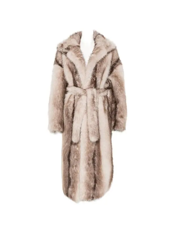 THE FRANKIE SHOP Ravello Faux Fur Long Coat - Grey