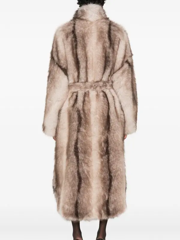 THE FRANKIE SHOP Ravello Faux Fur Long Coat - Grey