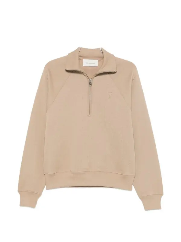 AMI Paris De Coeur Cotton Sweatshirt - Beige