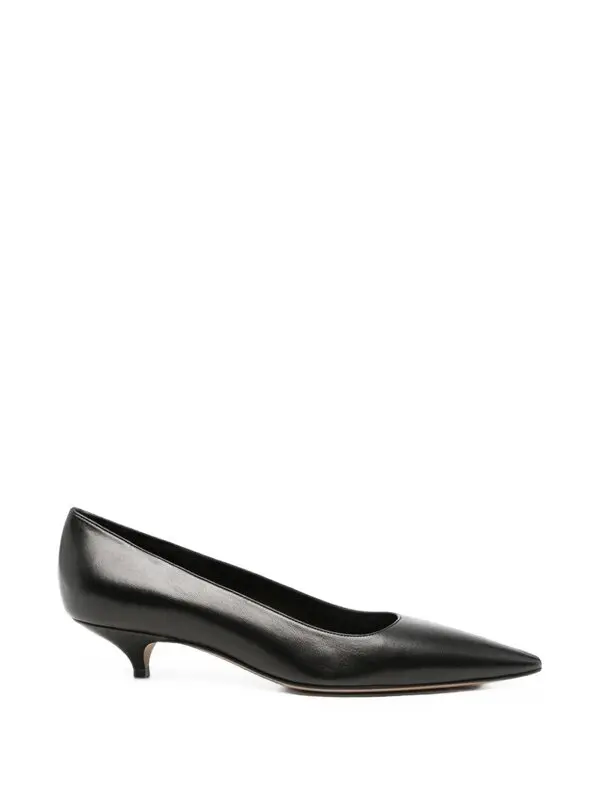 THE ROW Liisa Kitten Three Leather Pumps - Black