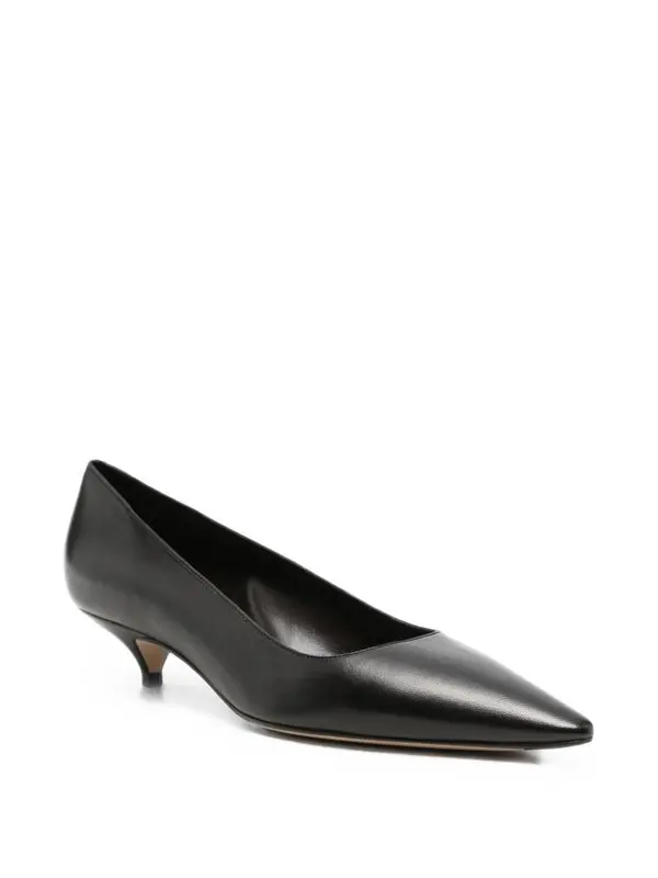 THE ROW Liisa Kitten Three Leather Pumps - Black