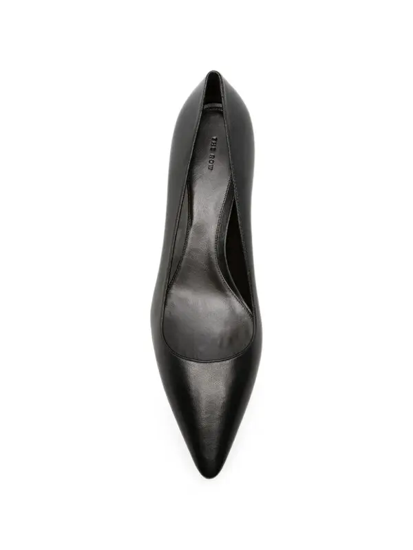 THE ROW Liisa Kitten Three Leather Pumps - Black