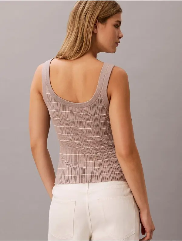 Calvin Klein Striped Tech Knit Tank Top - Dusted Fox