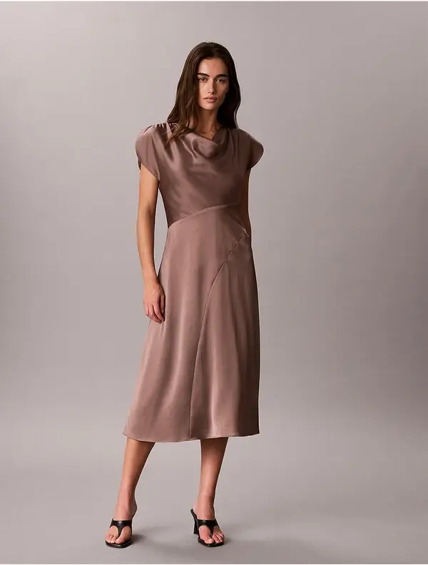Calvin Klein Hammered Satin Midi Dress - Iron