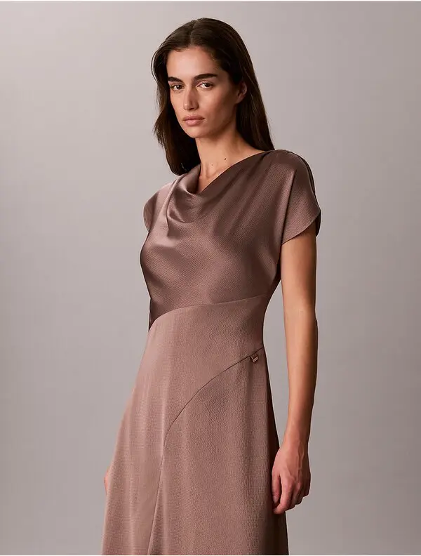 Calvin Klein Hammered Satin Midi Dress - Iron