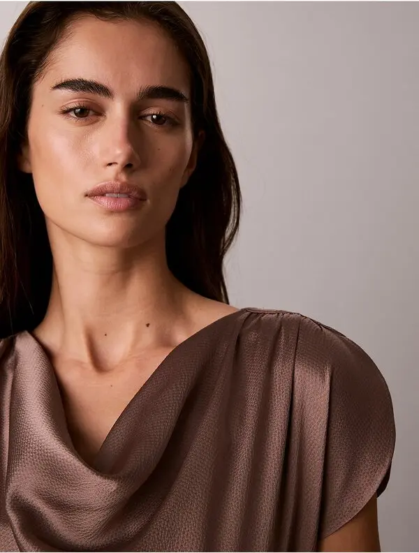 Calvin Klein Hammered Satin Midi Dress - Iron