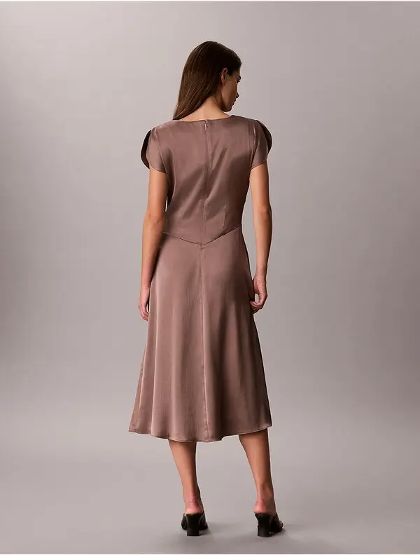 Calvin Klein Hammered Satin Midi Dress - Iron
