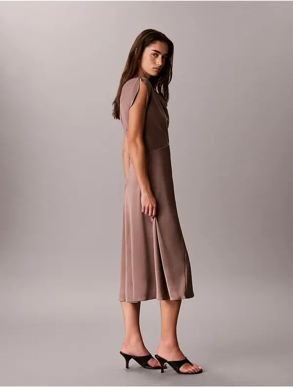 Calvin Klein Hammered Satin Midi Dress - Iron