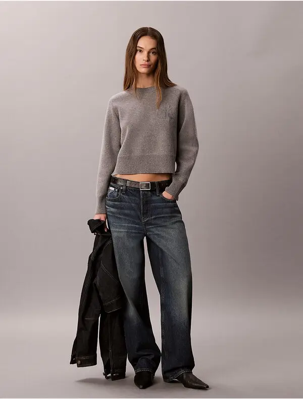 Calvin Klein Cotton Wool Raglan Sweater - Grey Heather