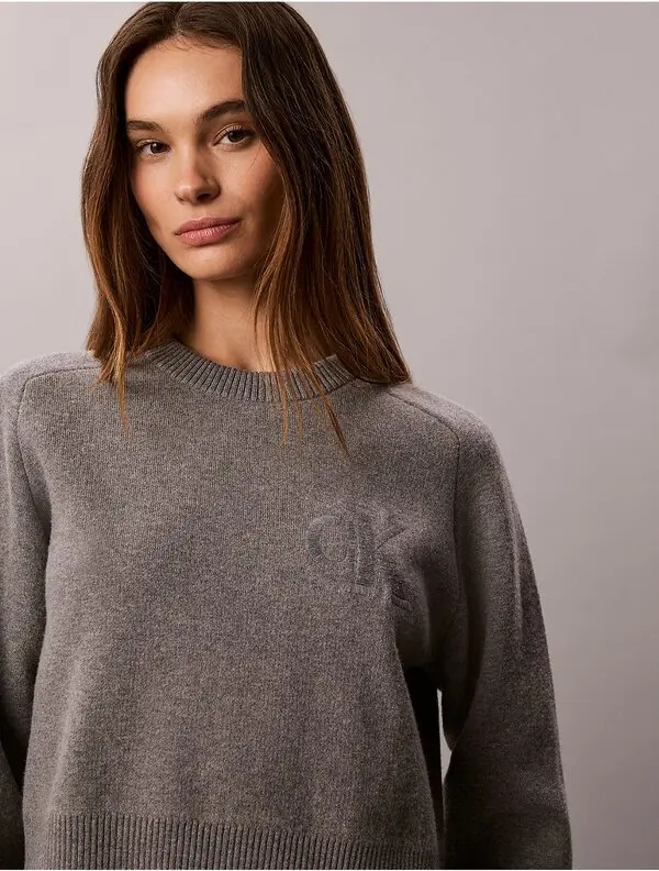 Calvin Klein Cotton Wool Raglan Sweater - Grey Heather
