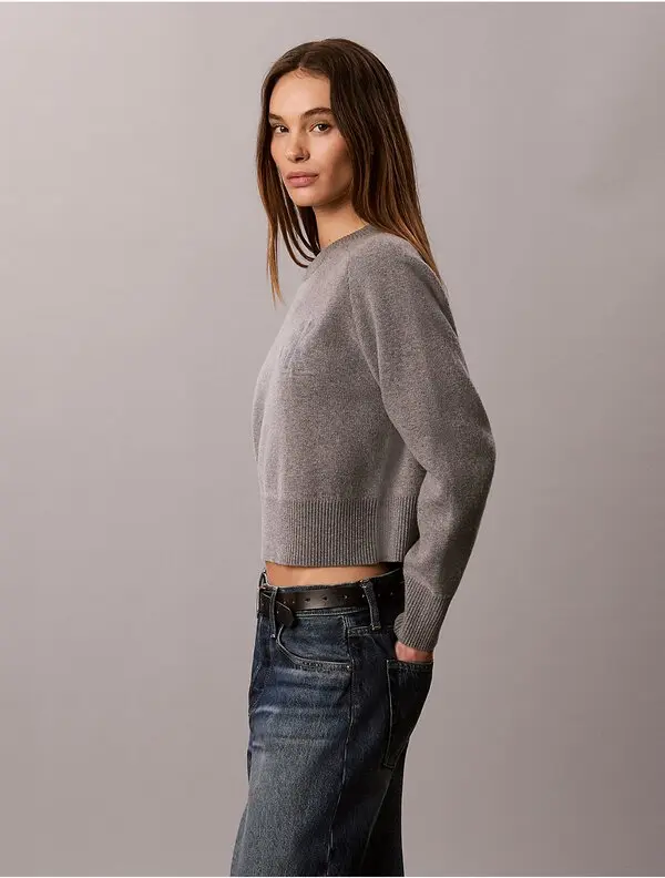 Calvin Klein Cotton Wool Raglan Sweater - Grey Heather