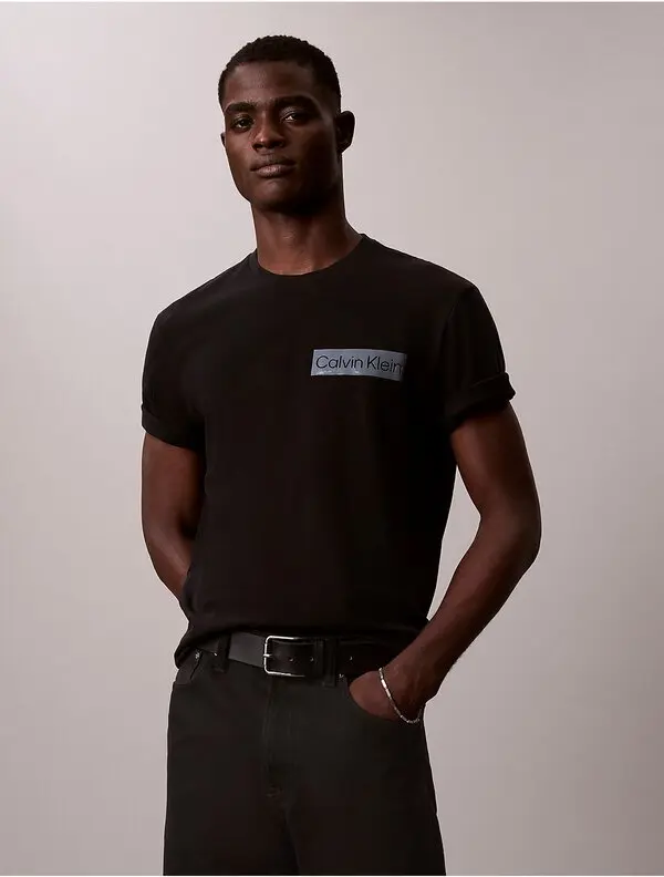Calvin Klein Garment-washed Graphic Logo Tee - Black