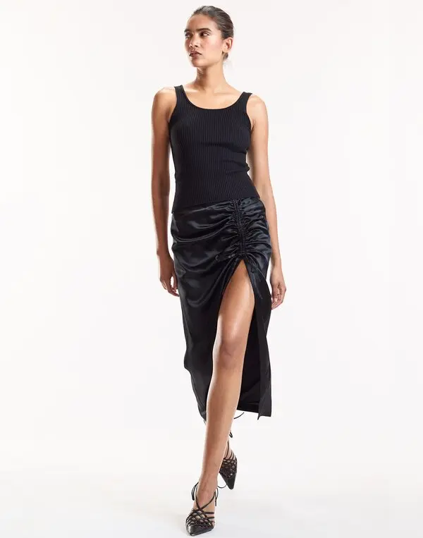 Cynthia Rowley Siren Ruched Skirt - Black