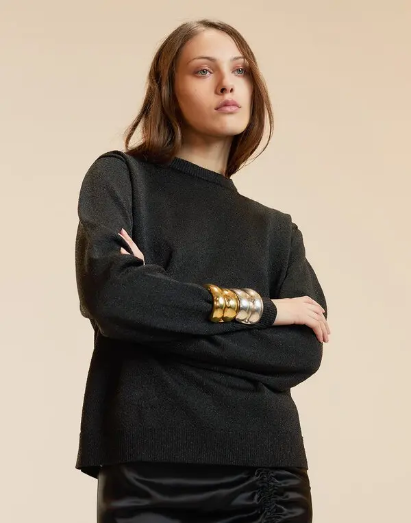 Cynthia Rowley Metallic Knit Crewneck