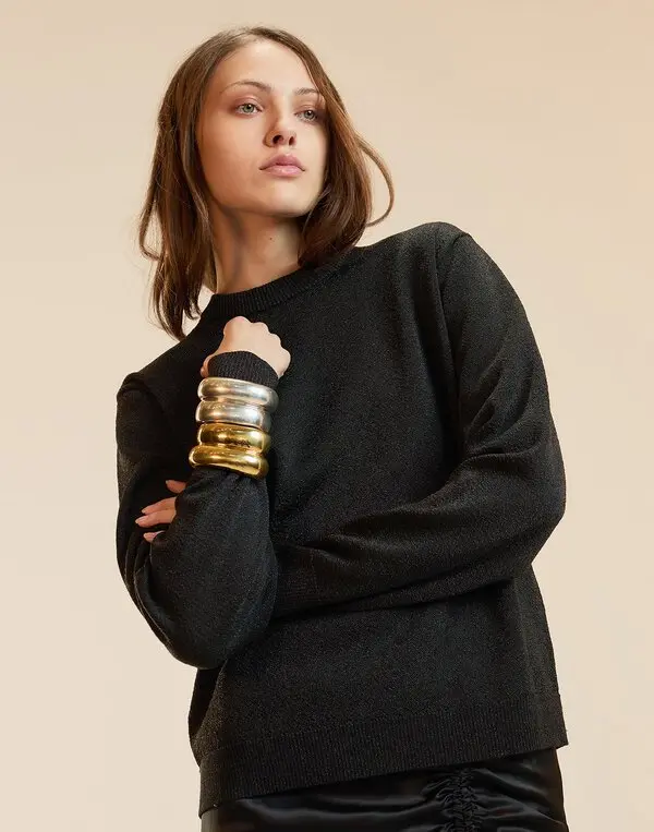 Cynthia Rowley Metallic Knit Crewneck