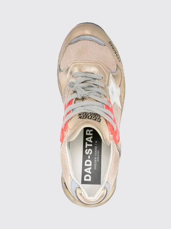 GOLDEN GOOSE Dad-star Laminated Leather And Mesh Distressed Trainers - Silver