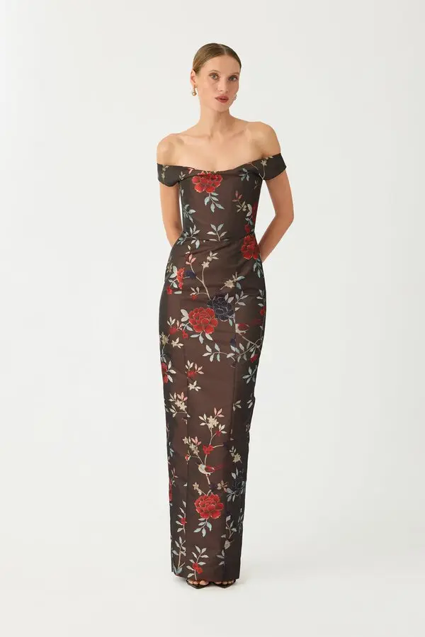 SAU LEE Joanna Jacquard Gown