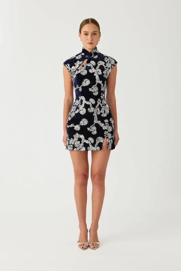 SAU LEE Devon Velvet Mini Dress