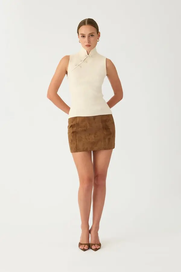 SAU LEE Tilda Suede Skirt