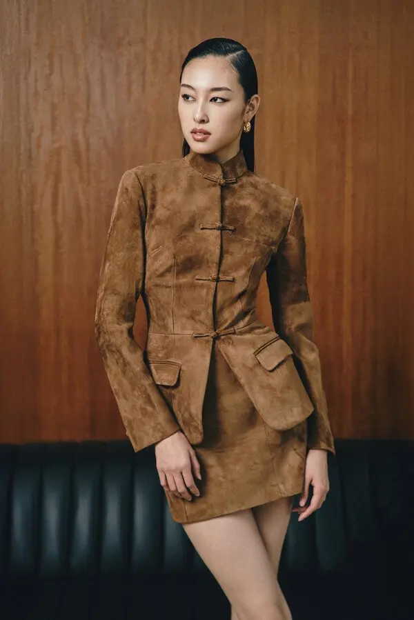 SAU LEE Tilda Suede Skirt
