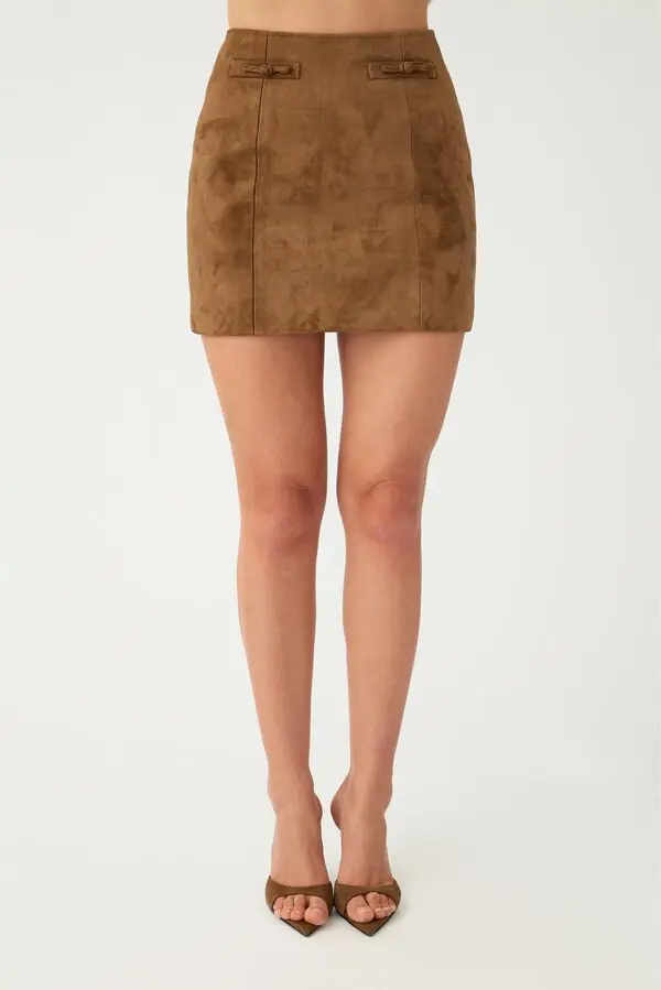 SAU LEE Tilda Suede Skirt