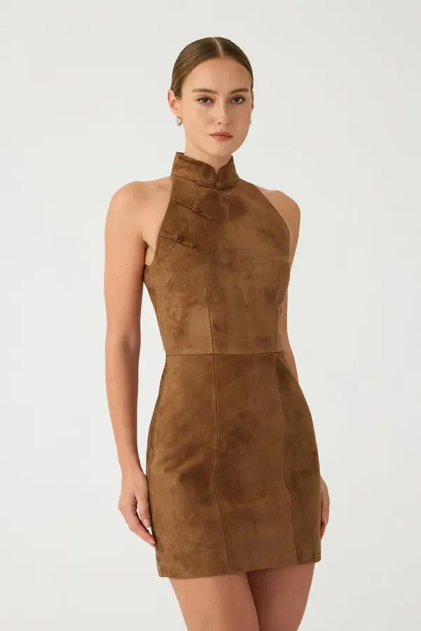 SAU LEE Tilda Suede Dress