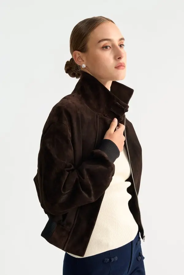 SAU LEE Suede Bomber Jacket