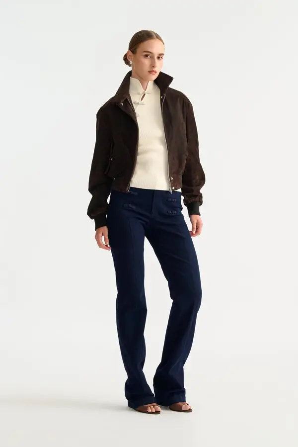 SAU LEE Suede Bomber Jacket