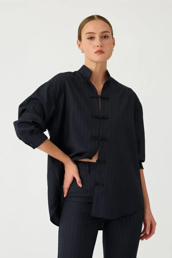 SAU LEE Leo Pinstripe Shirt