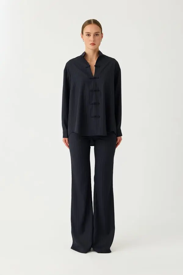 SAU LEE Leo Pinstripe Shirt