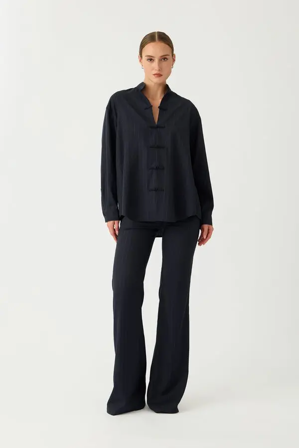 SAU LEE Leo Pinstripe Shirt
