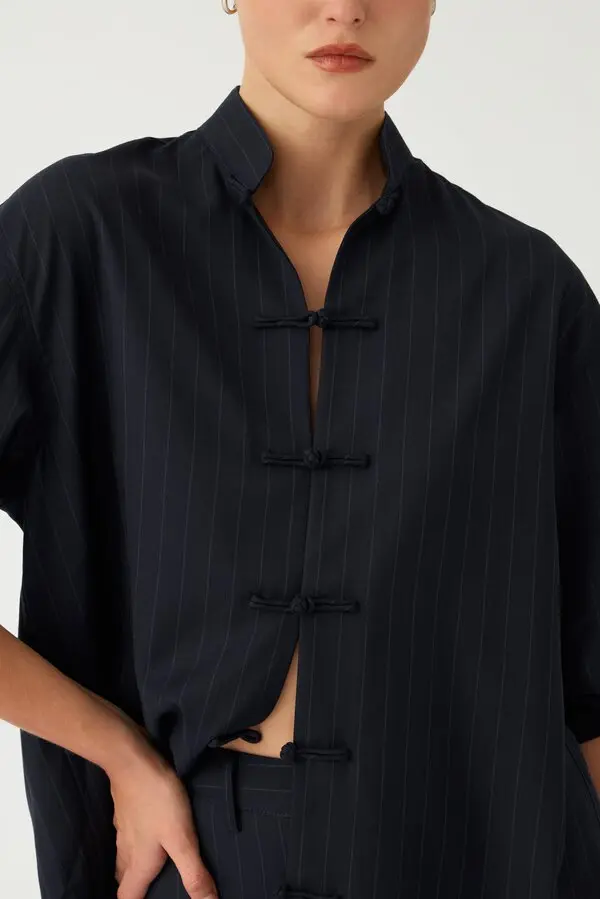 SAU LEE Leo Pinstripe Shirt