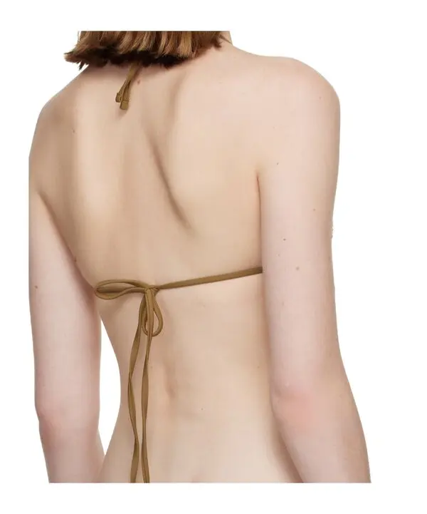 Paloma Wool Beaded Lace-up Bikini Top - Brown