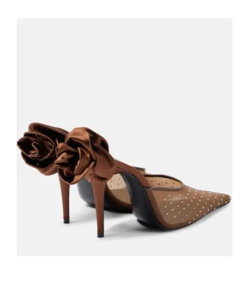 Magda Butrym Floral-appliqué Embellished Mesh Mules