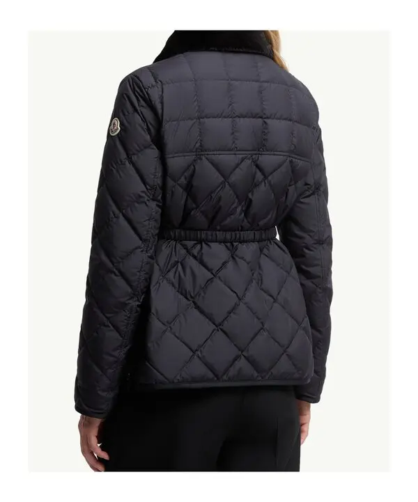 Moncler Cygne Short Down Jacket With Faux Fur Trim